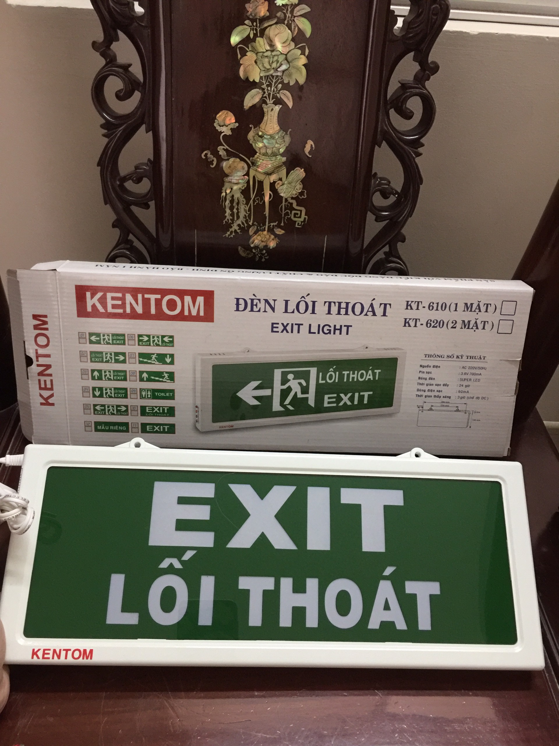 Đèn Thoát Hiểm Exit Kentom 1 Mặt KT-110 - PCCC Tiểu Băng